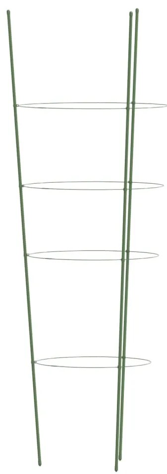 Opory pro zahradní rostliny se 4 kroužky 5 ks zelené 90 cm ocel