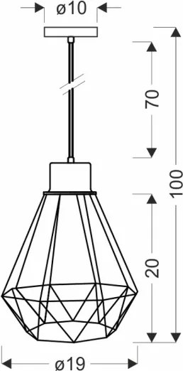 Lustr na lanku PRIMO 1xE27/60W/230V černá/zlatá