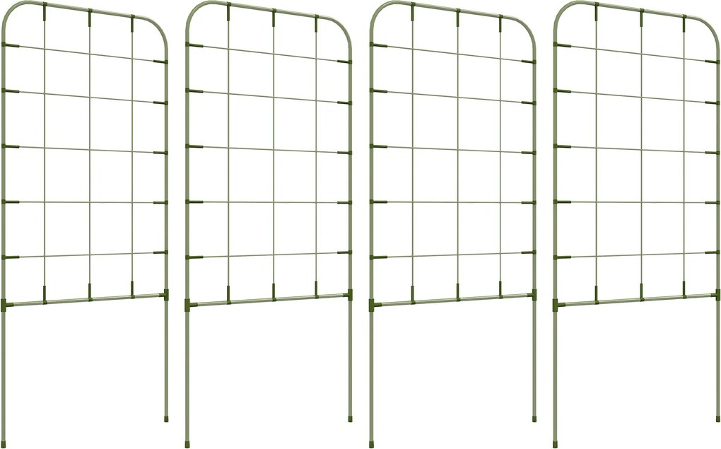 Outsunny Sada 4 Zahradních Trellisů pro Rostliny se Střechou z Oceli pro Ovoce Zeleninu Květy Exteriérová Dekorace Patio Terasa 40x90 cm Zelená | Aoso