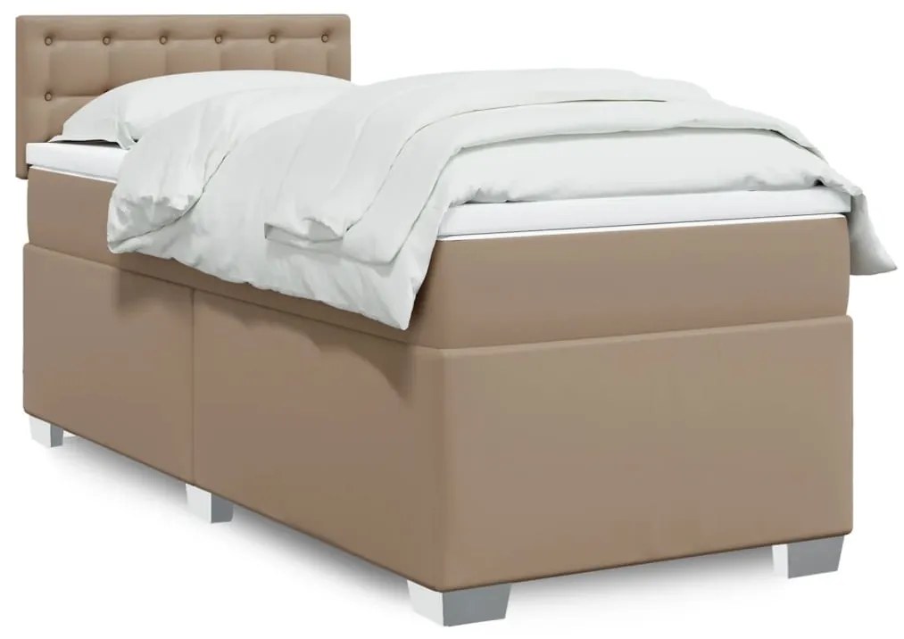 Box spring postel s matrací cappuccino 80 x 200 cm umělá kůže