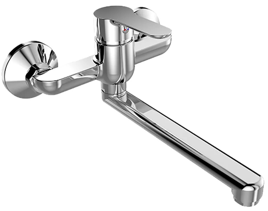 Mereo Mereo, Dřezová nástěnná baterie, Zuna, s ramínkem plochým rovným 210 mm, chrom, CB302Z