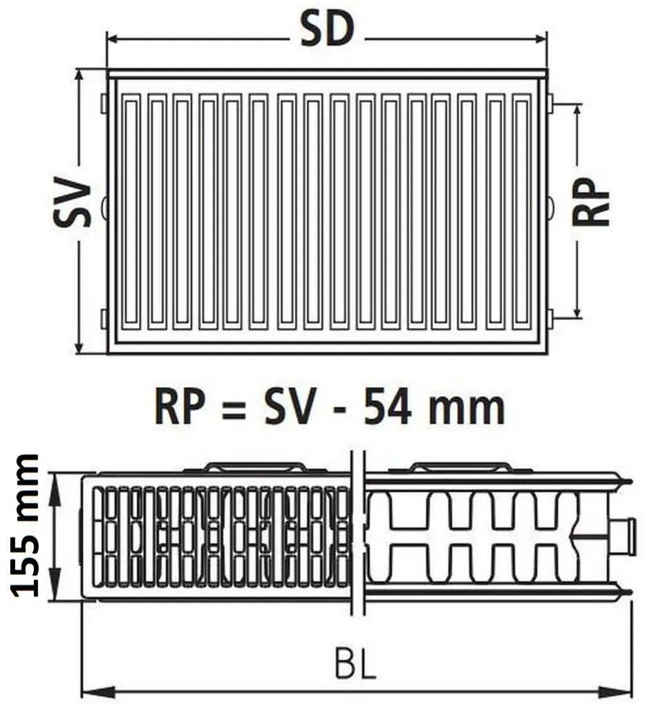 Kermi Therm Profil-Kompakt deskový radiátor 33 200 / 1200 FK0330201201NXK