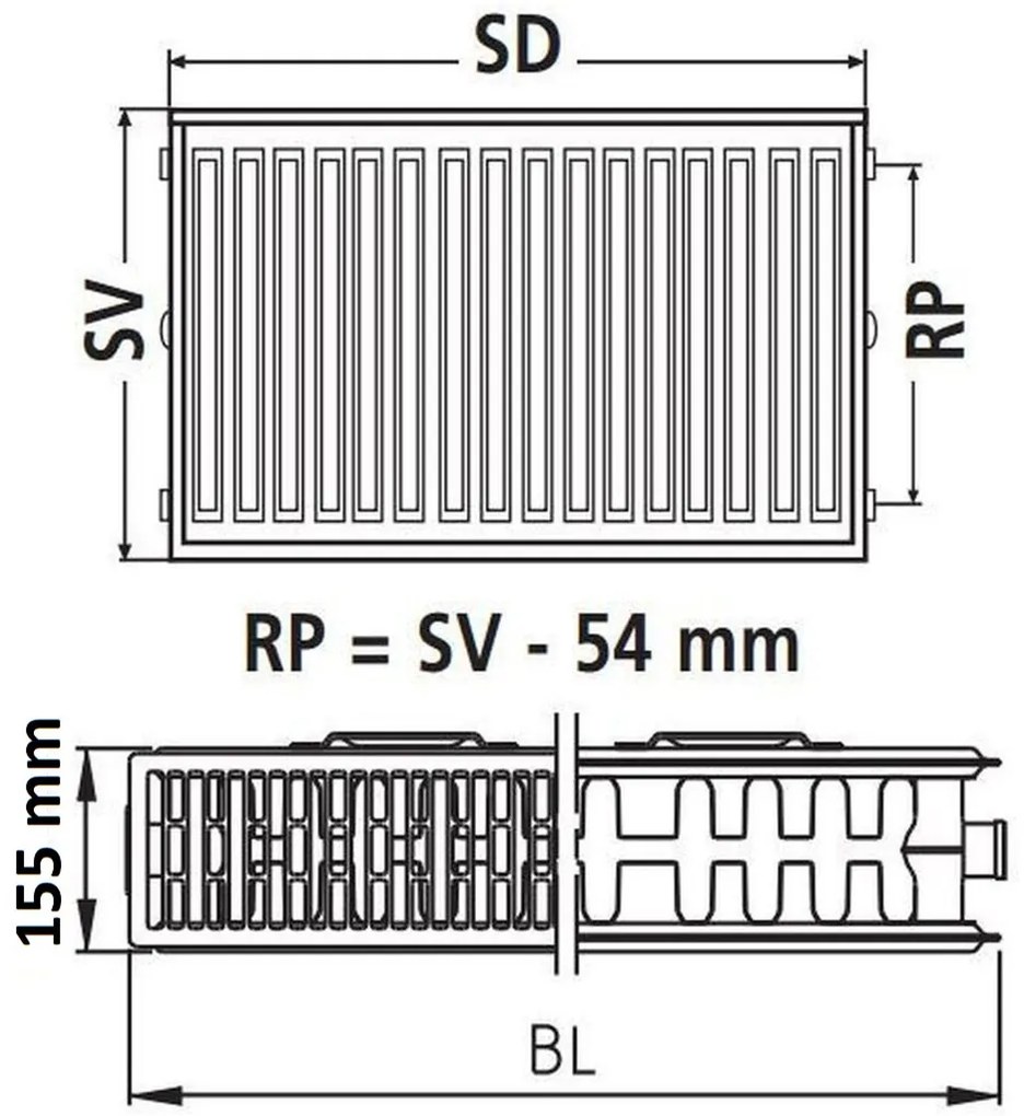 Kermi Therm Profil-Kompakt deskový radiátor 33 200 / 600 FK0330200601NXK
