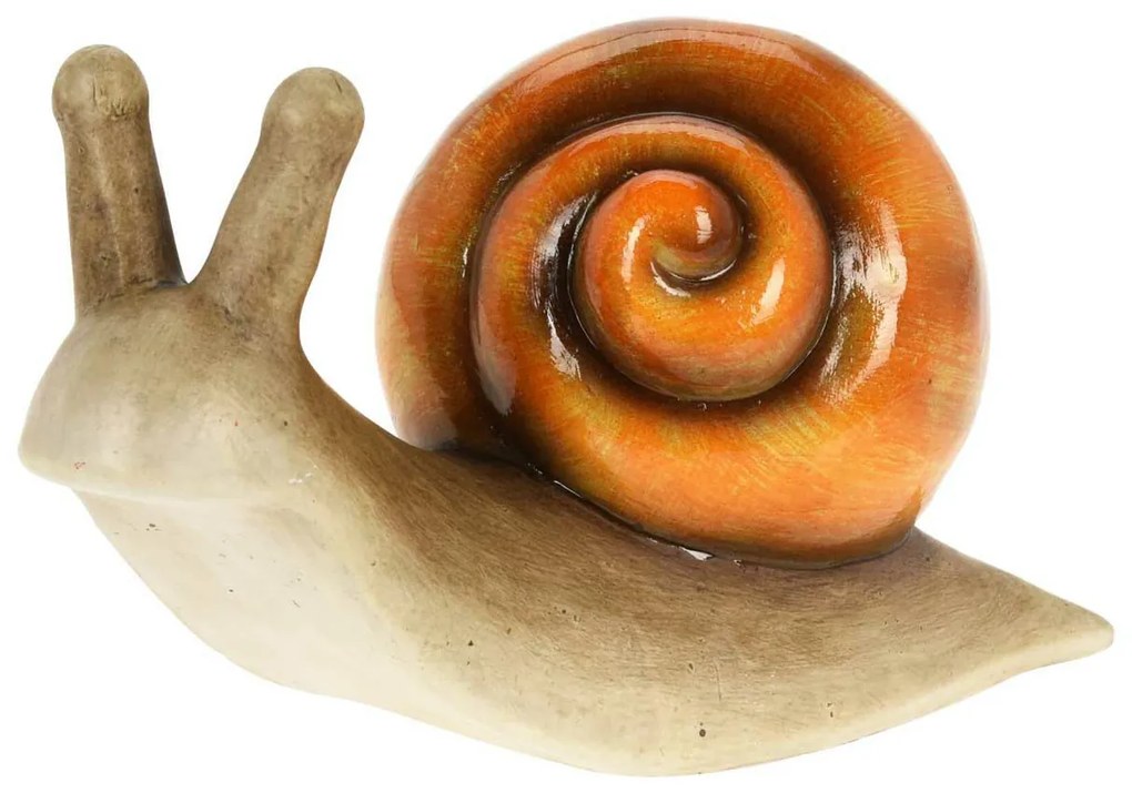 Zahradní figurka z polyresinu Snail, 12,5 cm, oranžová