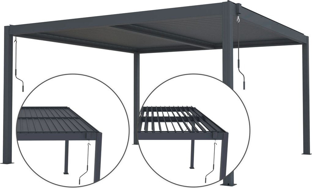 Bioklimatická pergola G21 Austin 4x4 m, antracitová hliníková