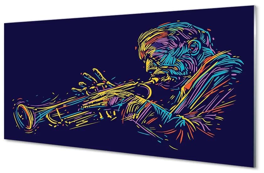 Obraz na skle trumpet muž 100x50 cm