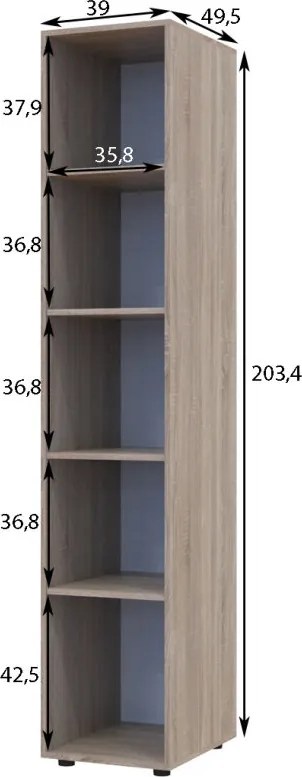Skříň jednodveřová se zrcadlem Gelar 39 cm Dub sonoma