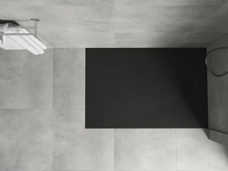 Mexen Hugo, obdélníková sprchová vanička SMC 120 x 70 cm, černá, černá krytka, 42707012-B