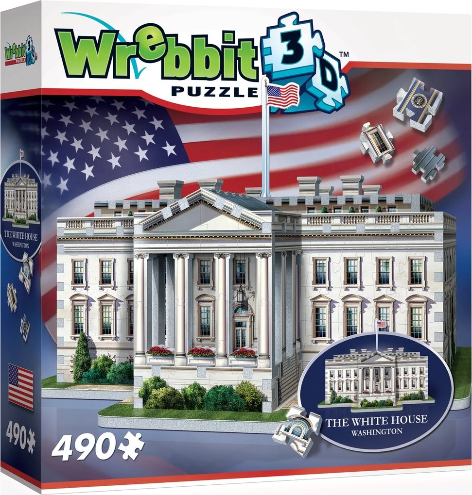 3d puzzle wrebbit 3d puzzle bílý dům, washington 490 dílků