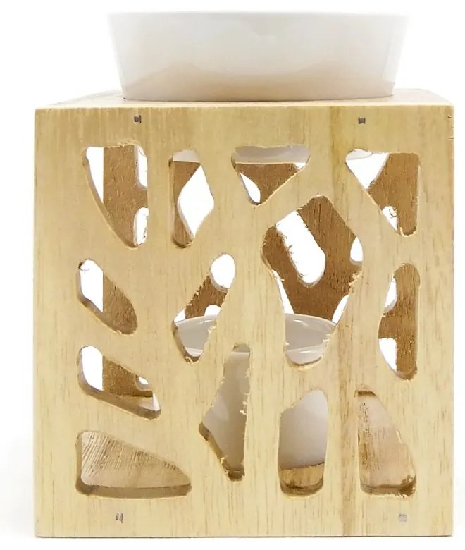 Klasická aromalampa Wooden Frame – s dřevěným rámem a dvěma porcelánovými miskami, moderní design