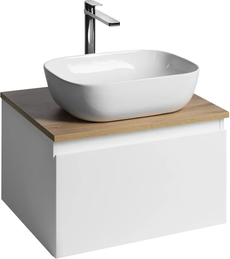 Aqualine Aqualine, ALTAIR skříňka s deskou 58 cm, bílá/dub emporio, AI263-02