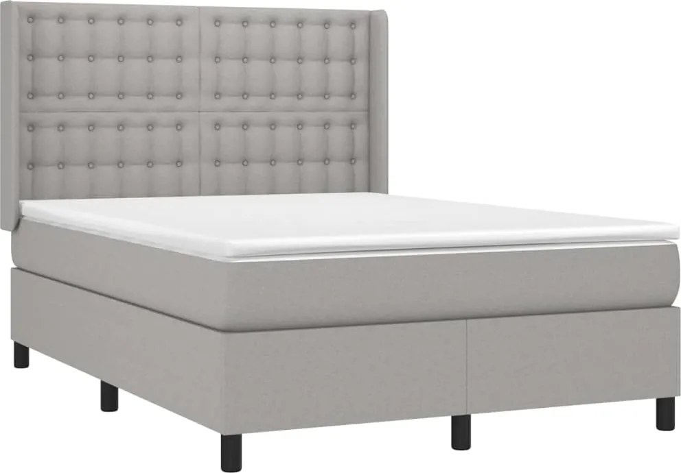 Box spring postel s matrací a LED světle šedá 140x190 cm textil 3138629