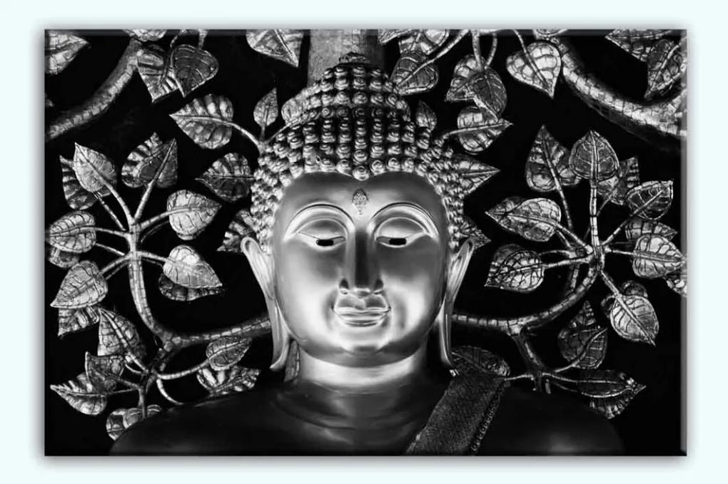 Malvis ® Obraz Buddha kovově šedý Velikost: 90x60 cm