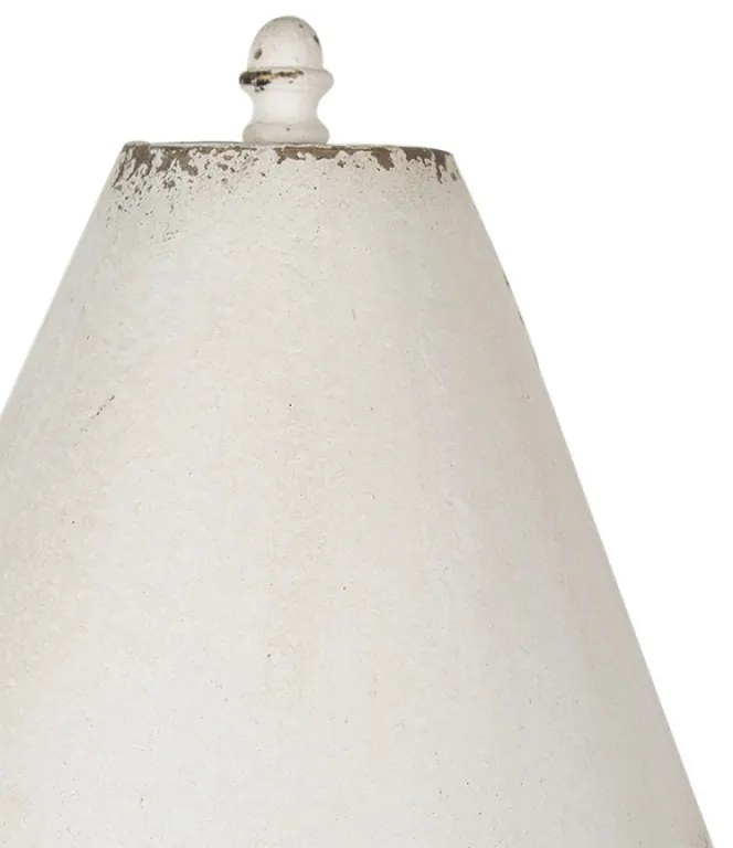 Bílá stolní lampa s hnědým odřením – 26x55 cm