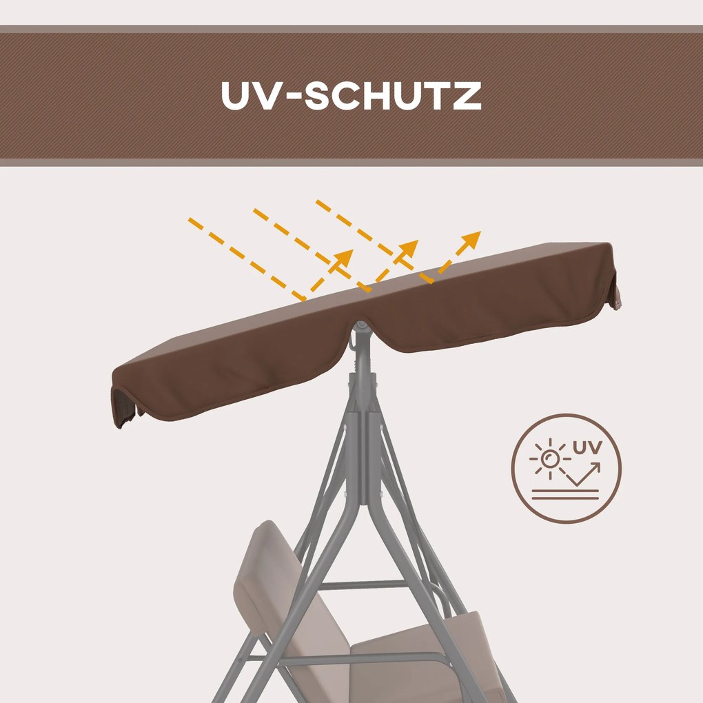 Outsunny hollywoodská houpačka na zahradu, 3-místná, odolná proti povětrnostním vlivům, nastavitelná střecha, 172 x 110 x 153, Hnědá