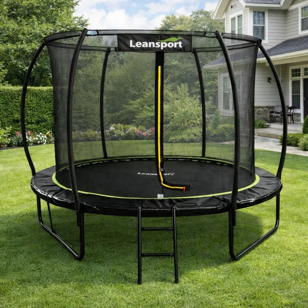 LEAN Sport Zahradní trampolína LEAN s vnitřní sítí, černo-zelená, 252 cm, 8 ft