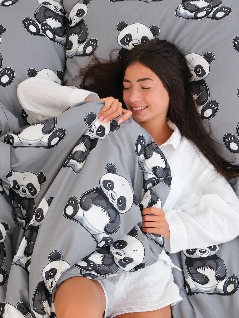 MK Lůžkoviny Francouzské bavlněné povlečení Renforcé - Panda 220 × 200 cm, 2ks 70 x 90 cm