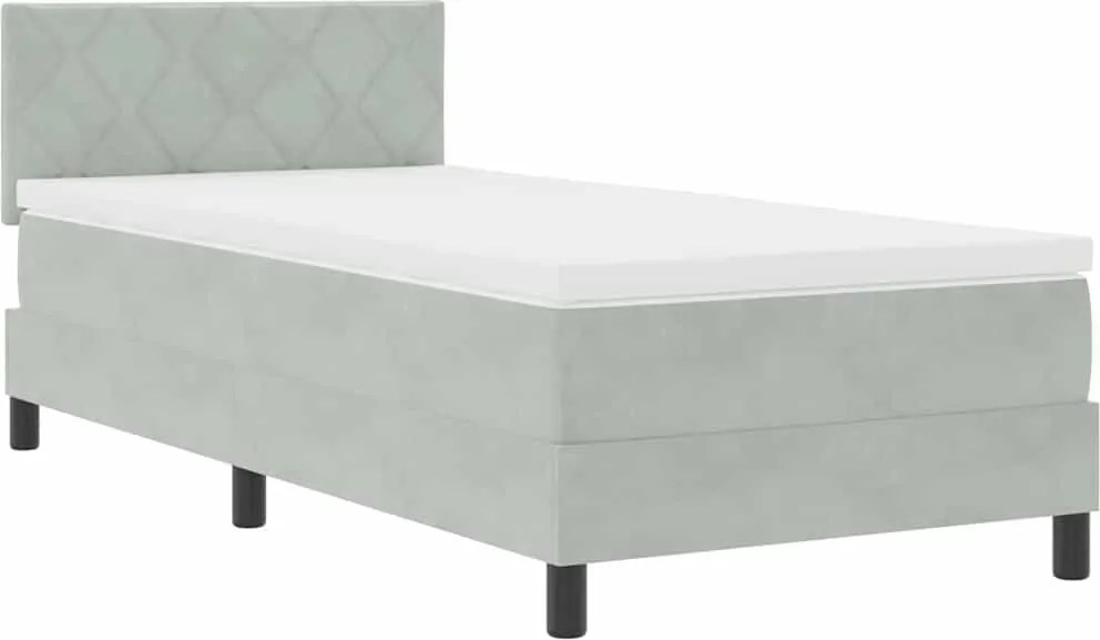 Postel s boxspringem s čelo Světle šedá 100 x 200 cm samet 3339218