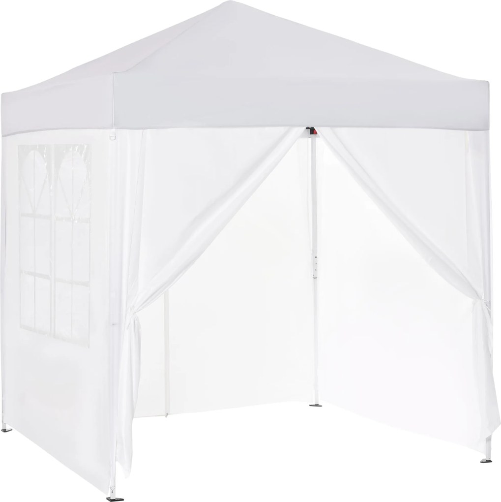 Outsunny Pavilon 2x2m Vodotěsný, Skládací Pavilon s 4 Bočními Stěnami, Okna s Odtokovými Otvory, Skládací Party Stan UV 30+, Zahradní Altán s Přenosno