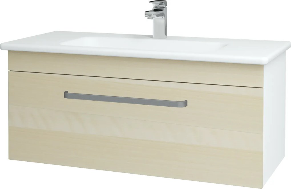 Dřevojas - Koupelnová skříň ASTON SZZ 100 - N01 Bílá lesk / Úchytka T01 / D02 Bříza 131036A