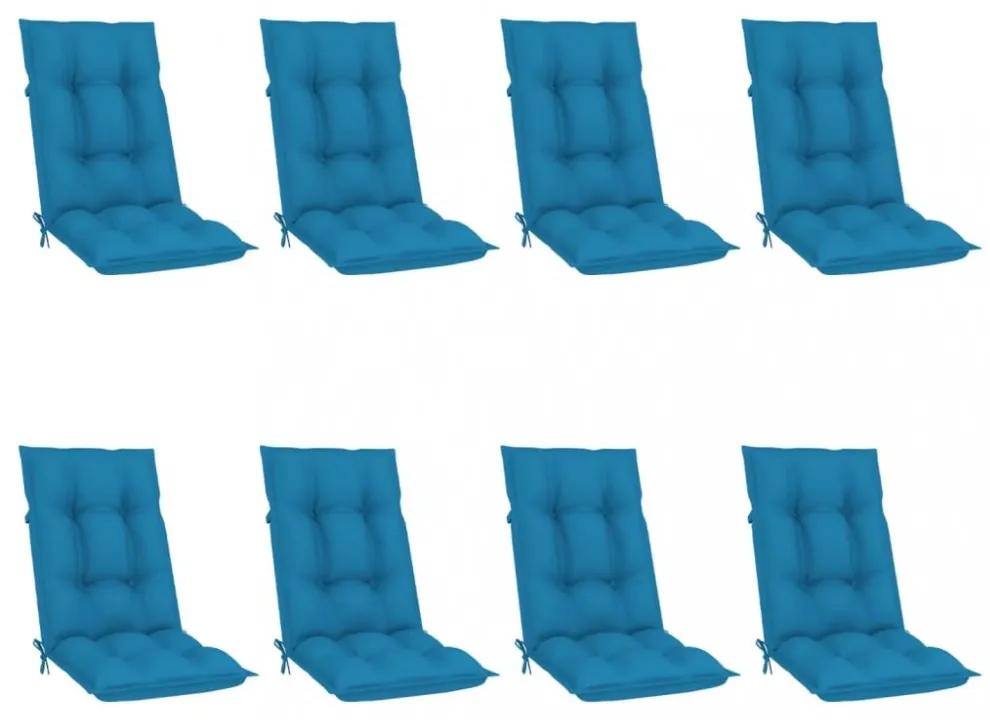 Skládací zahradní židle s poduškami 8 ks teak / látka Dekorhome Bílá / červená