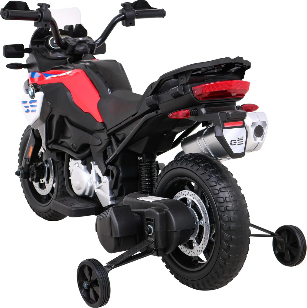 Ramiz Dětská motorka na baterie BMW F850 GS červená + pomocná kolečka + audio LED + pomalý start + EVA