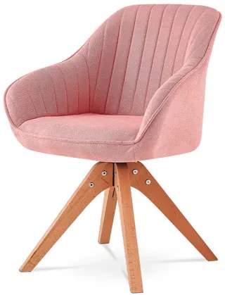 Jídelní židle, látka růžová, nohy masiv buk