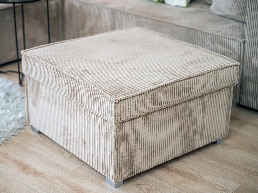 Taburet SMART COSARO XL s úložným prostorem 71x71 cm, světle šedý
