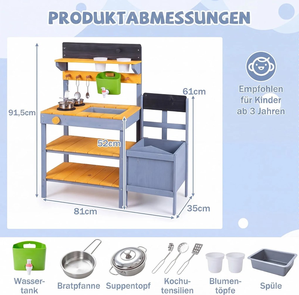 Costway Bahenní kuchyňka dětská venkovní kuchyňka na hraní