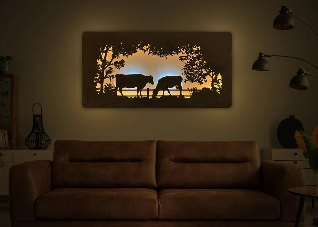 Li-Go "Kravičky" světelný obraz  230V 120x60cm provedení povrchu: dub