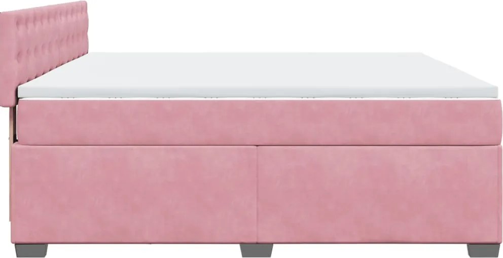 Box spring postel s matrací růžová 200x200 cm samet 3288719