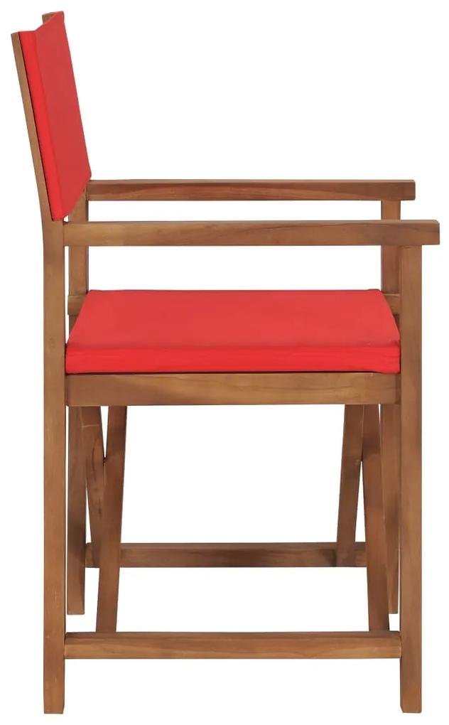 Režisérské židle 2 ks masivní teakové dřevo červené,  3143632