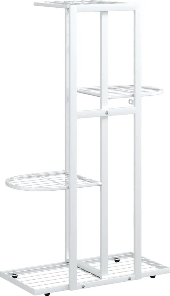 4patrový stojan na květiny 43 x 22 x 76 cm bílý kov 336109