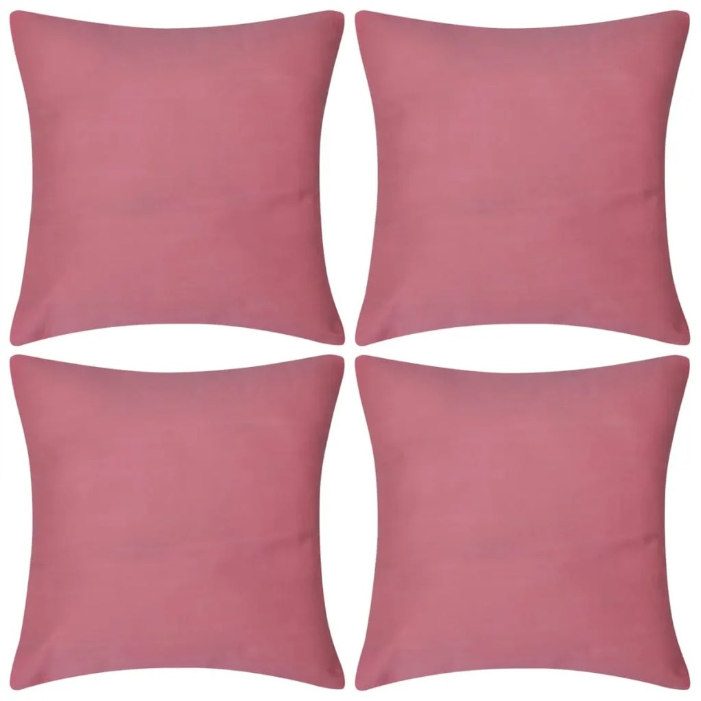 130935 vidaXL 130935 4 Pink Cushion Covers Cotton 50 x 50 cm