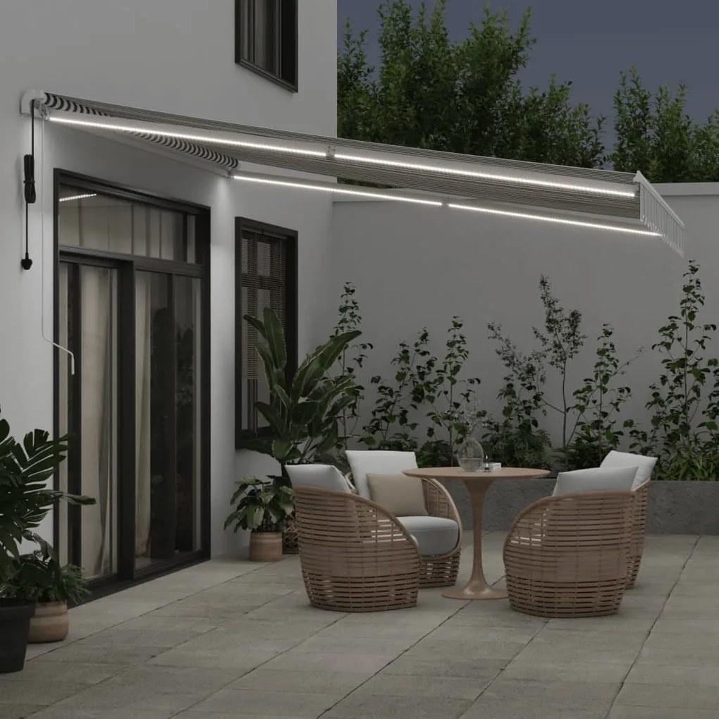 Automatická zatahovací markýza s LED antracit a bílá 400x350 cm 3215795