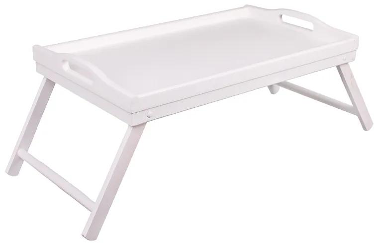 Foglio Dřevěný servírovací stolek do postele 50x30 cm bílý