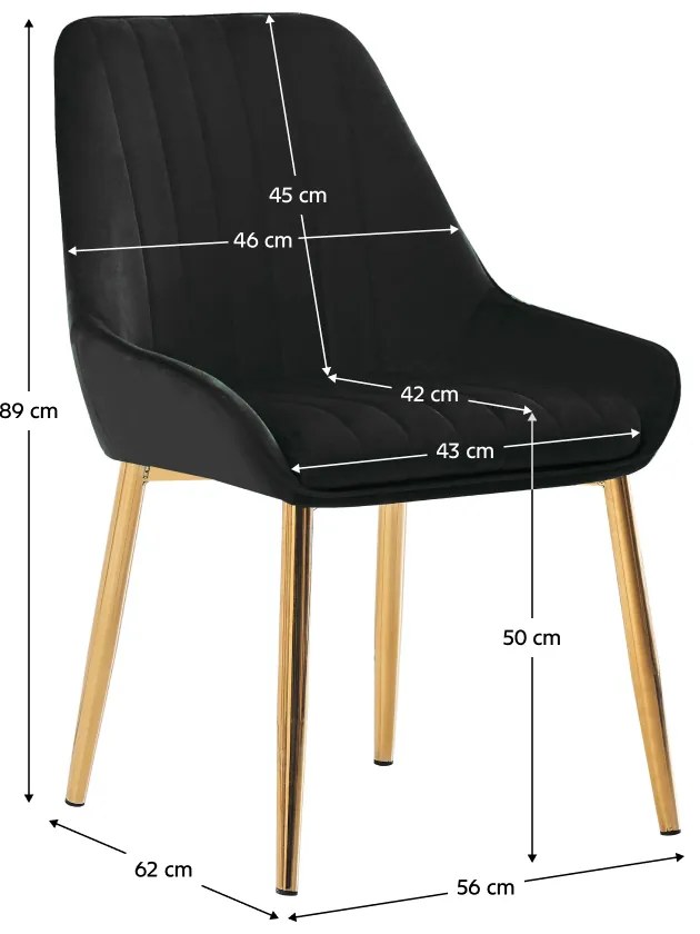 Jídelní židle LUXURY - látka Velvet, zlatý chrom / černá