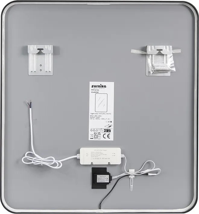 Dotykové nástěnné zrcadlo s LED osvětlením VEGA 60x65 cm černé