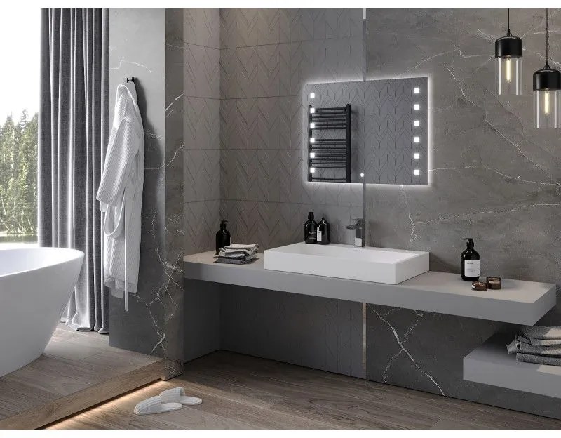 Mexen Ner, LED koupelnové zrcadlo s podsvícením 80x60 cm, 6000K, ochrana proti zamlžování, 9809-080-060-611-00
