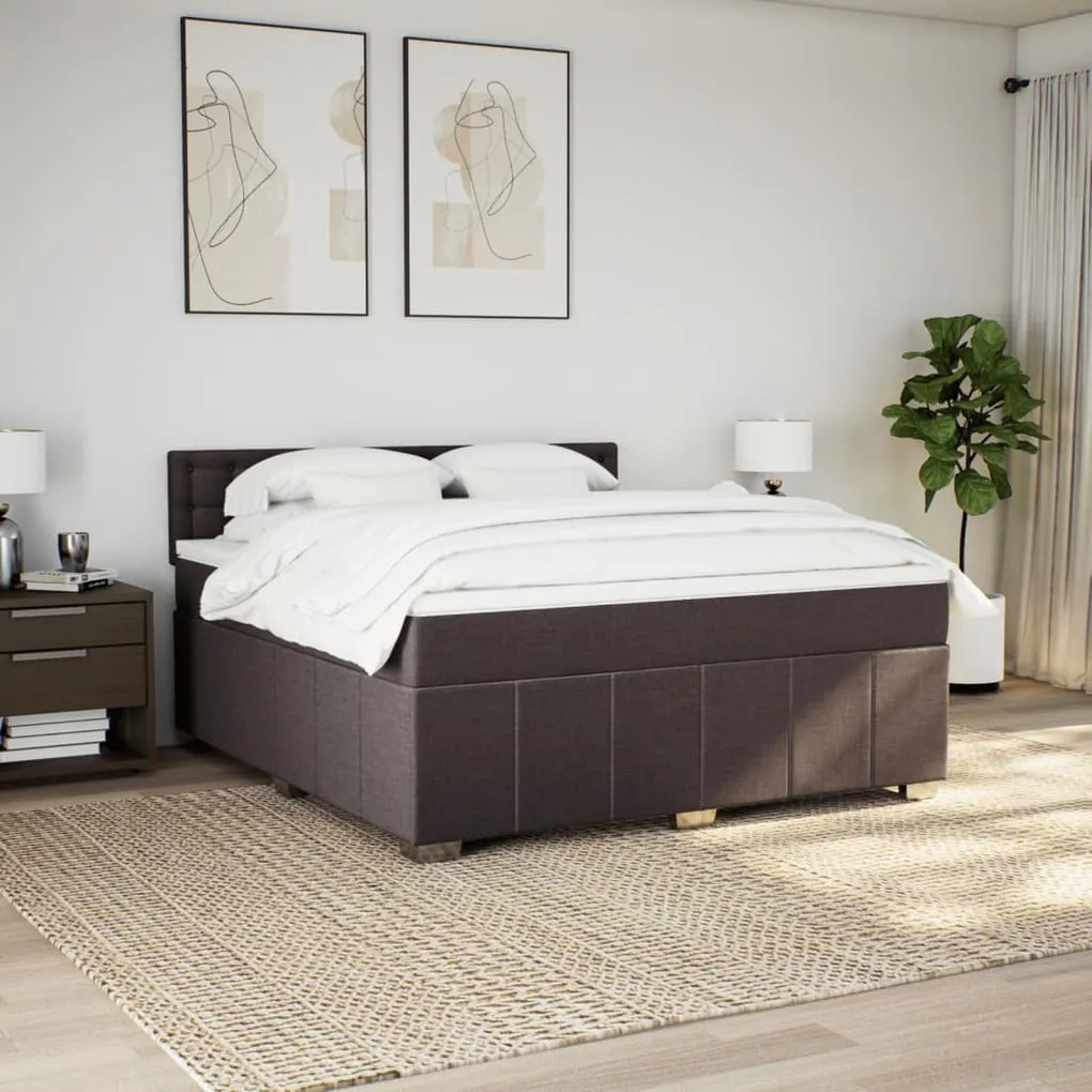 Box spring postel s matrací tmavě hnědá 180x200 cm textil 3289464