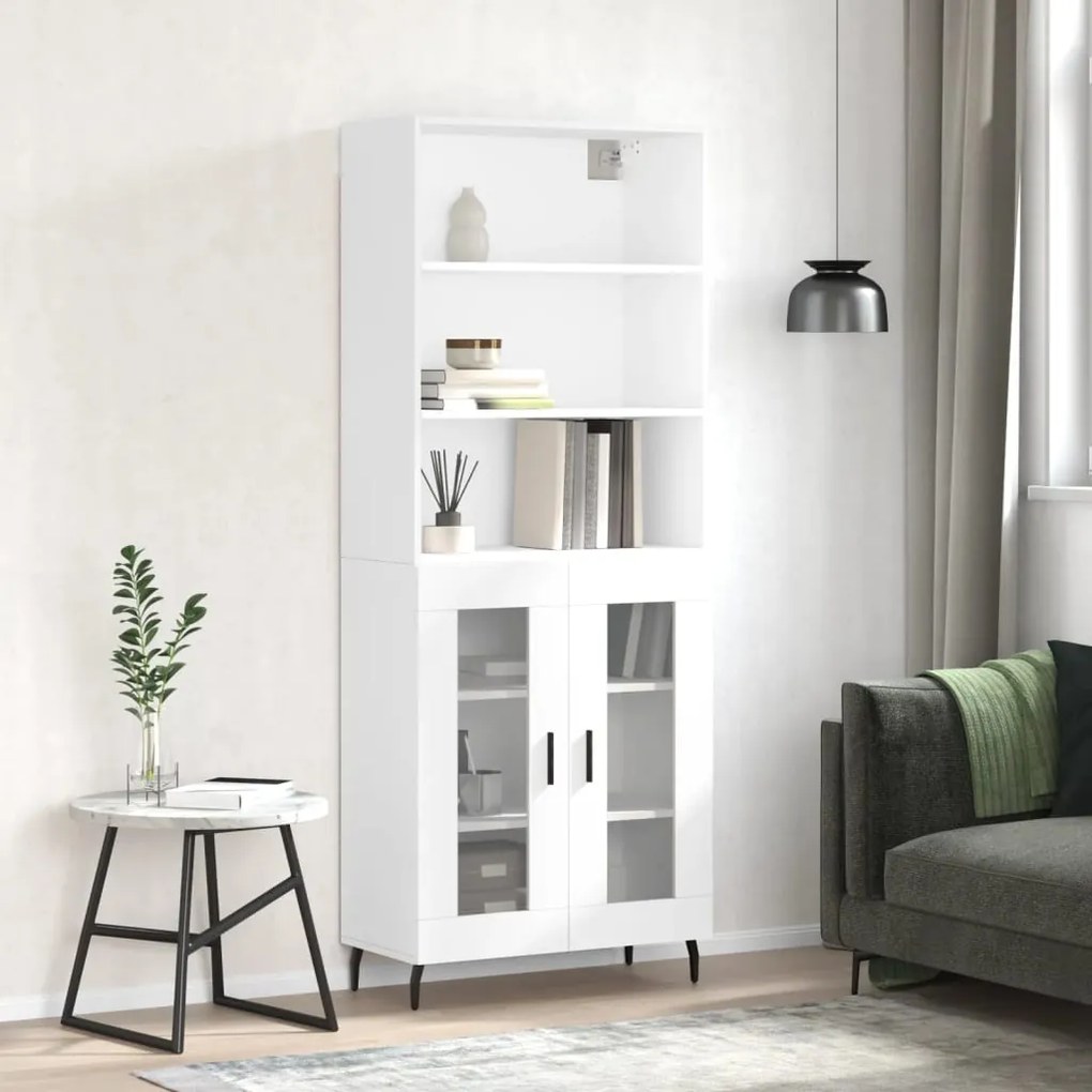 Skříň highboard bílá 69,5 x 34 x 180 cm kompozitní dřevo