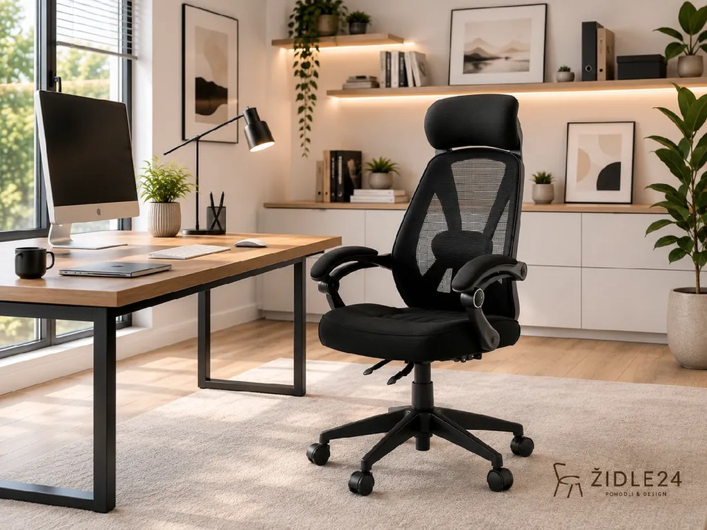 Ergonomická kancelářská židle VIGELTI - černá síťovina