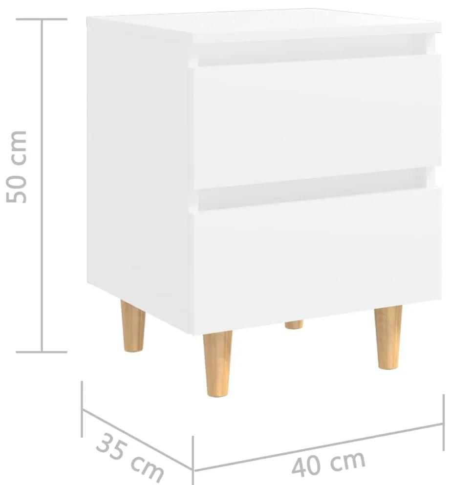 Noční stolky s nohami z borovice 2 ks bílé 40 x 35 x 50 cm - Default Title
