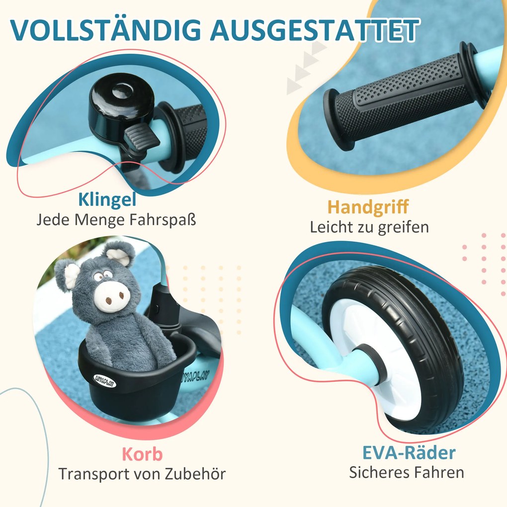 AIYAPLAY dětská tříkolka s nastavitelným sedadlem modrá