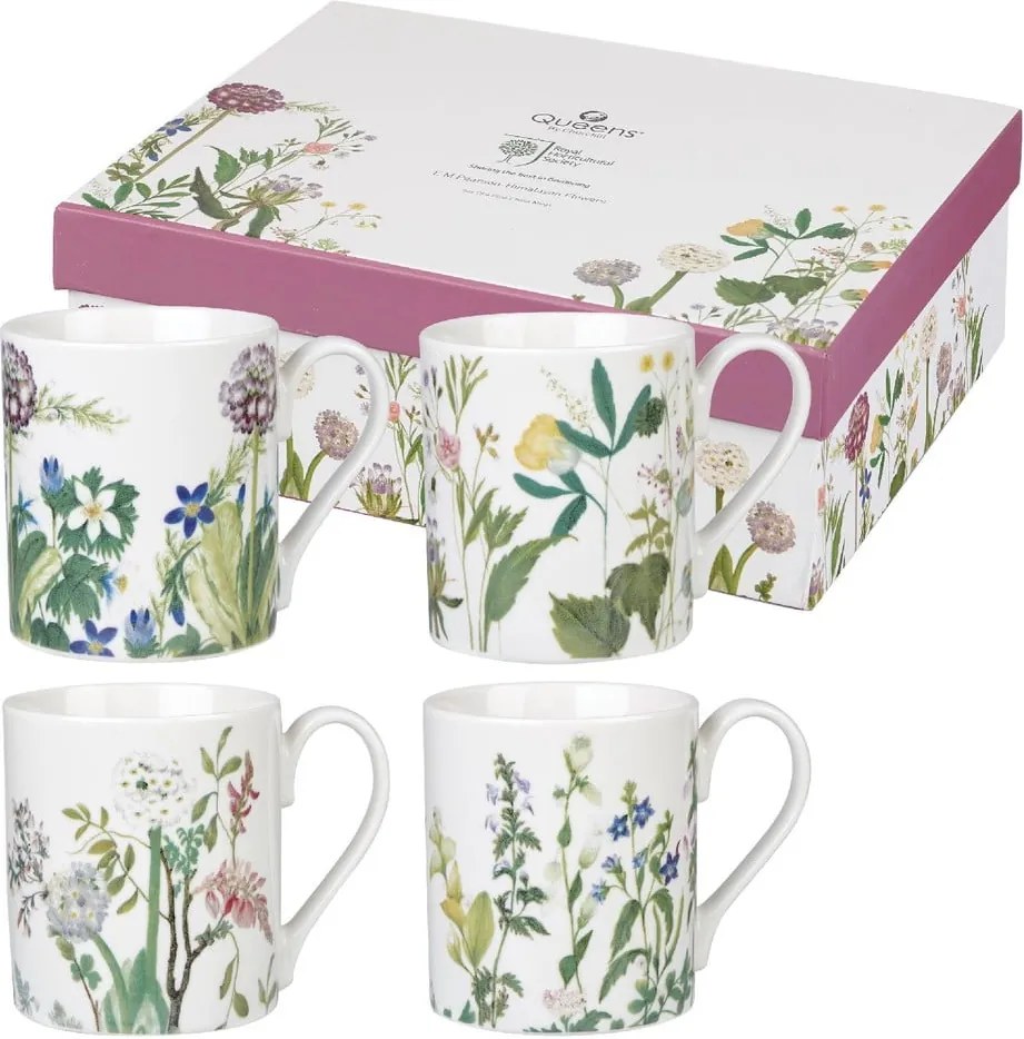 Sada 4 hrnků z porcelánu Churchill China Himalyan Flowers, 250 ml