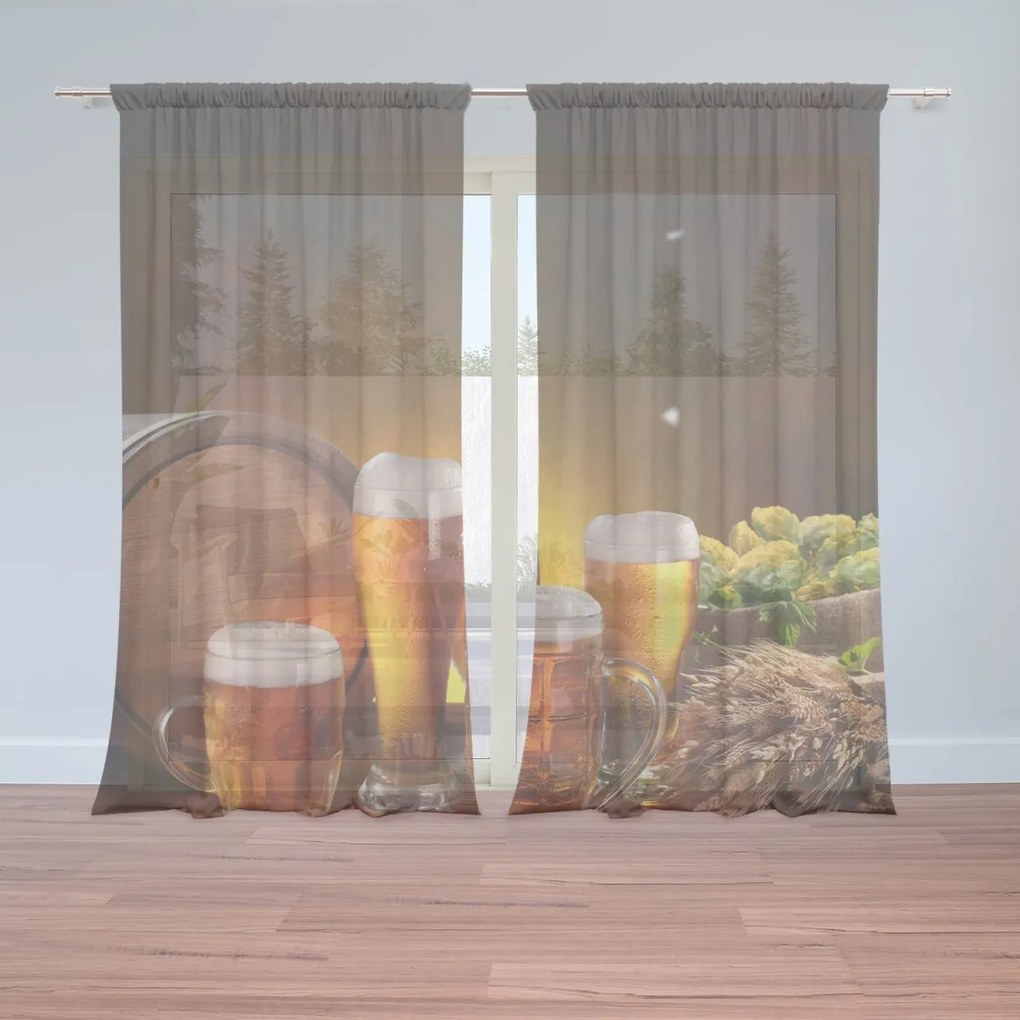 Sablio Záclony Sklenice s pivem: 2ks 150x250cm
