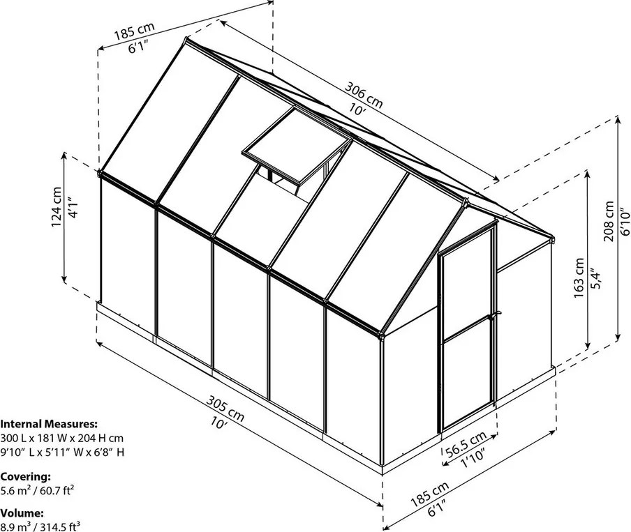 Skleník polykarbonátový Palram multiline 6x10