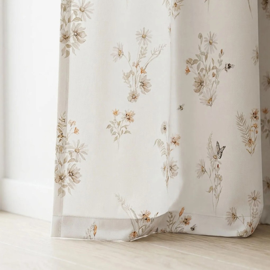 Perkálový bavlněný závěs s řasící stuhou - Květinový vánek Velikost: Rozměr závěsu (v x š) - 140 x 140 cm
