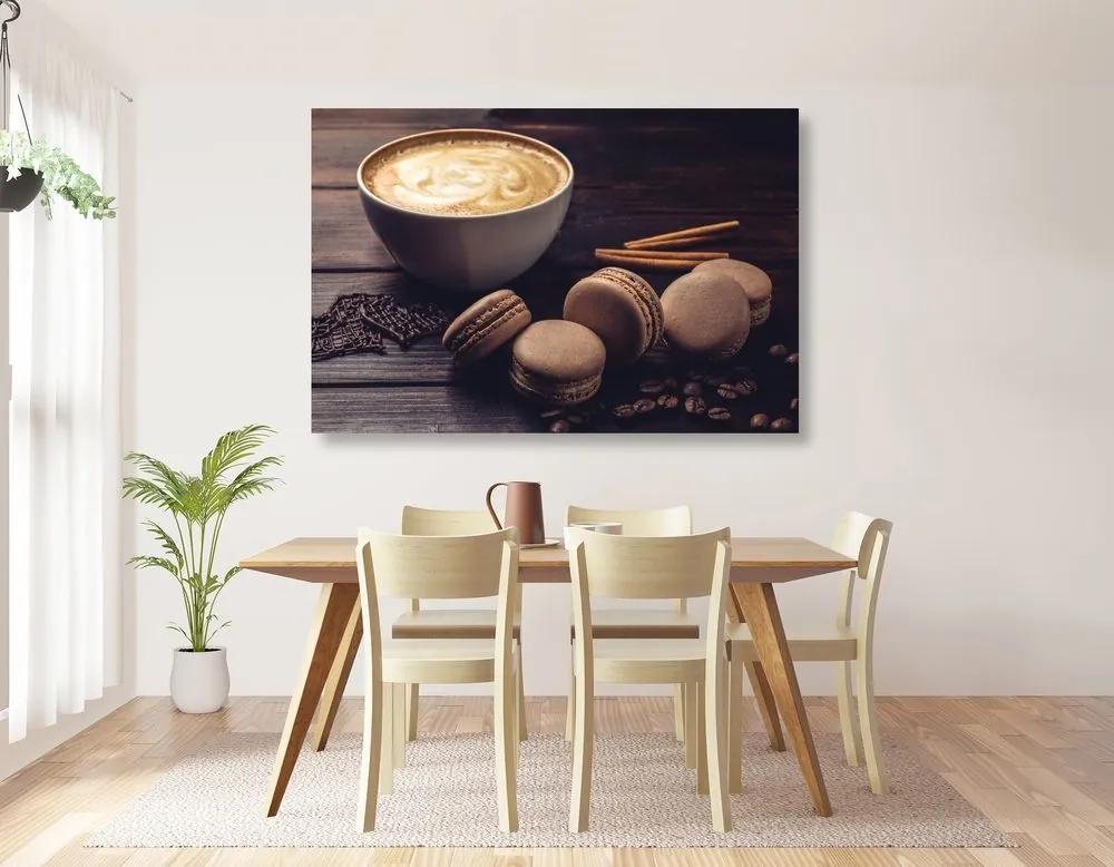 Obraz káva s čokoládovými makrónkami - 90x60 cm