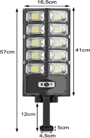 Solární pouliční LED lampa 420 diod